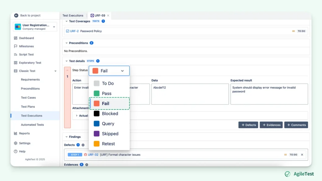 Test Execution Practices in AgileTest